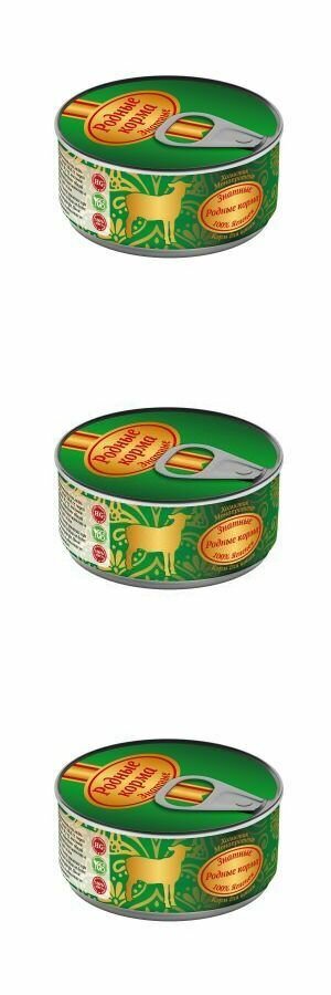 Родные Корма Консервы для кошек знатные 100 % ягненок 100 г, 3 шт.