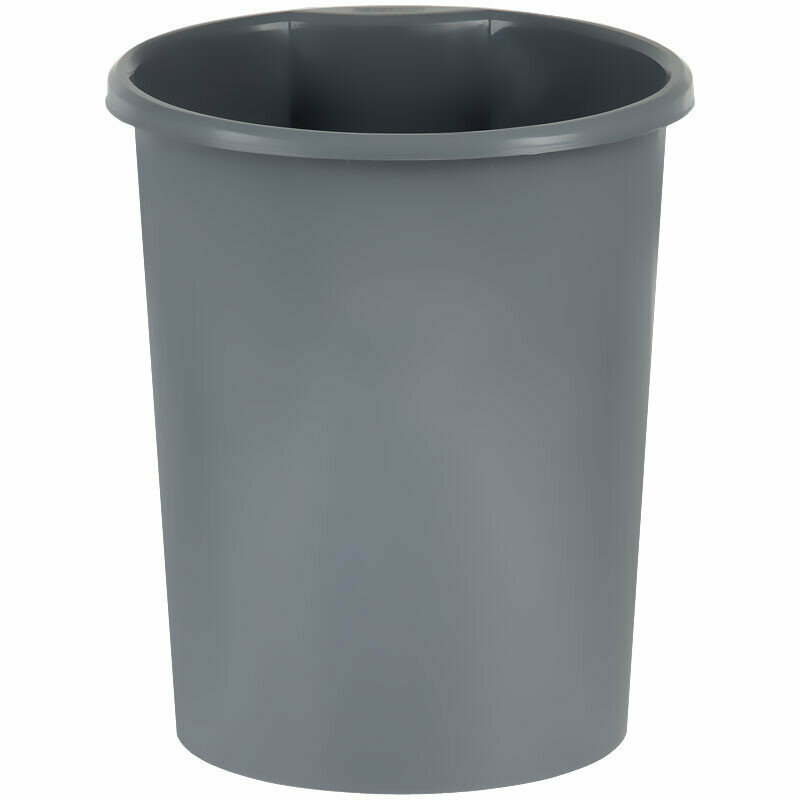 Корзина для бумаг СТАММ, 12л, цельная, серая, 323978
