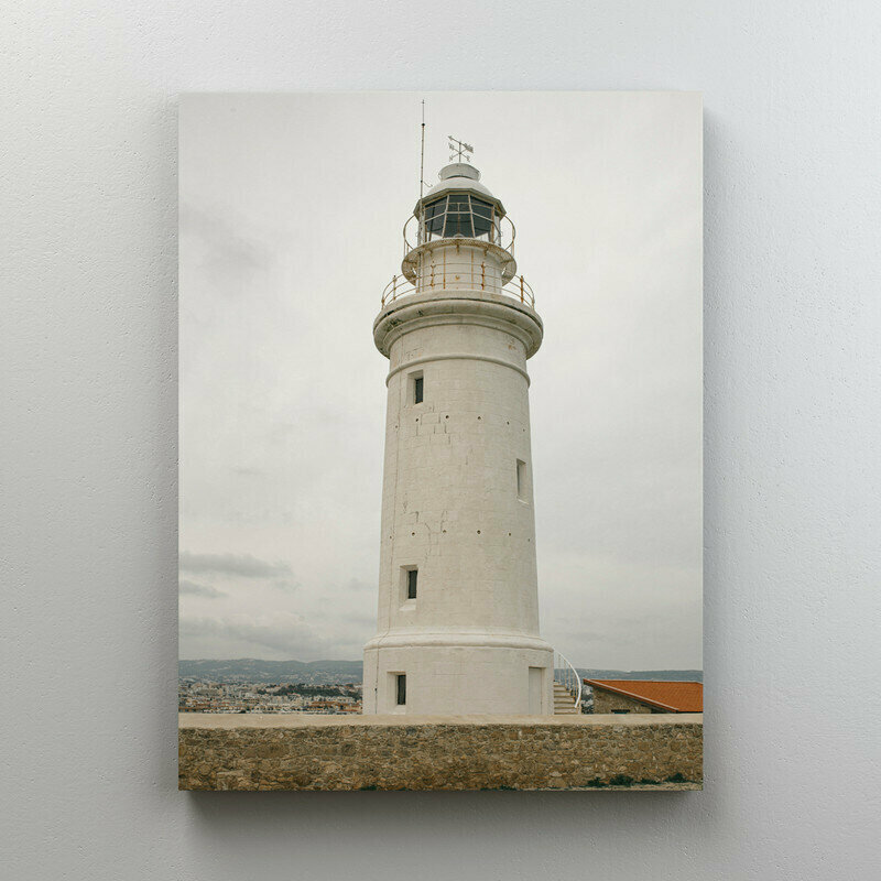 Интерьерная картина на холсте "Белый маяк Пафоса - Кипр" размер 22x30 см