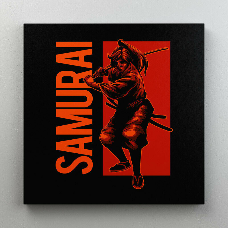 Интерьерная картина на холсте "Граффити - самурай" размер 60x60 см