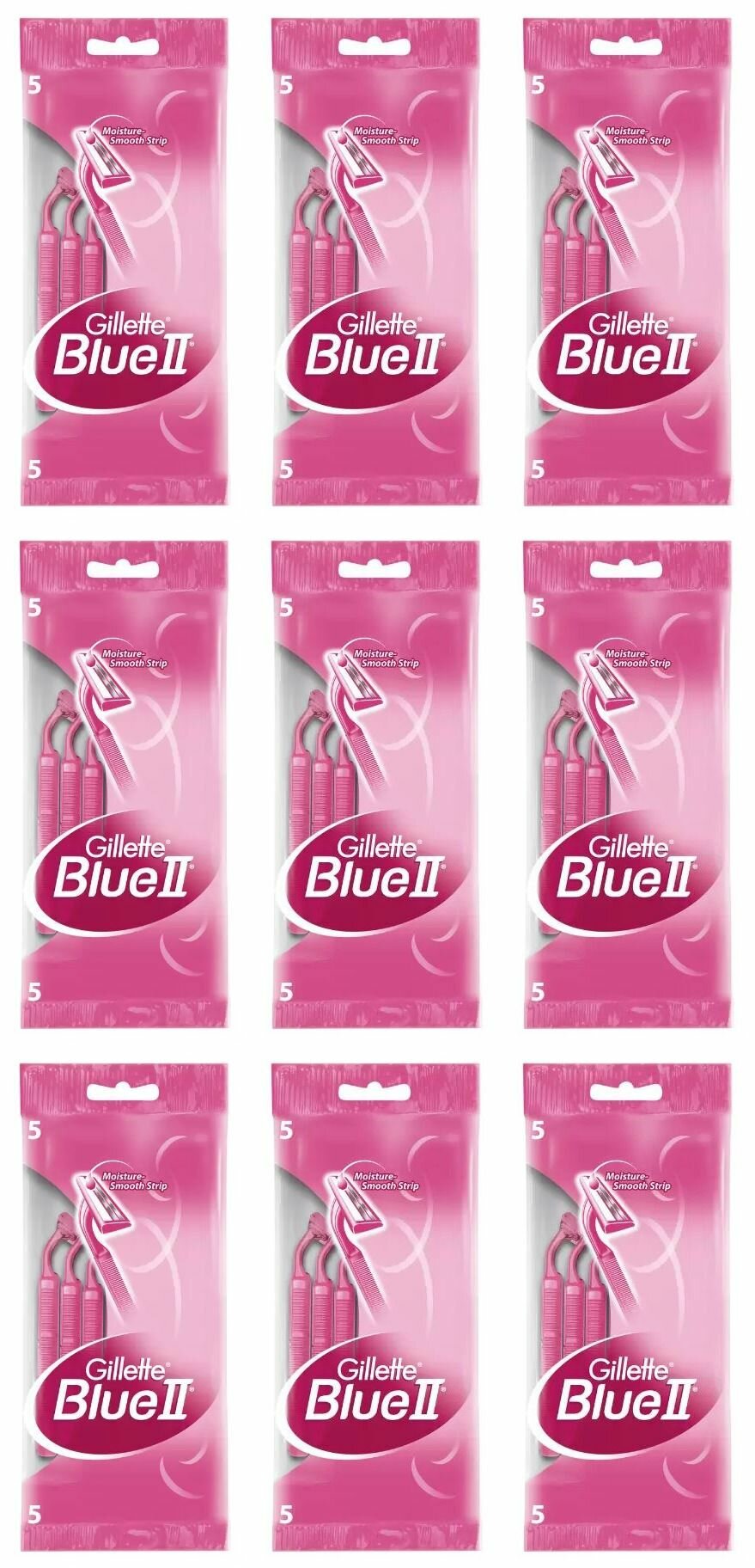 Gillette Станок женский одноразовый Blue II for Women, 5 шт/уп, 9 уп