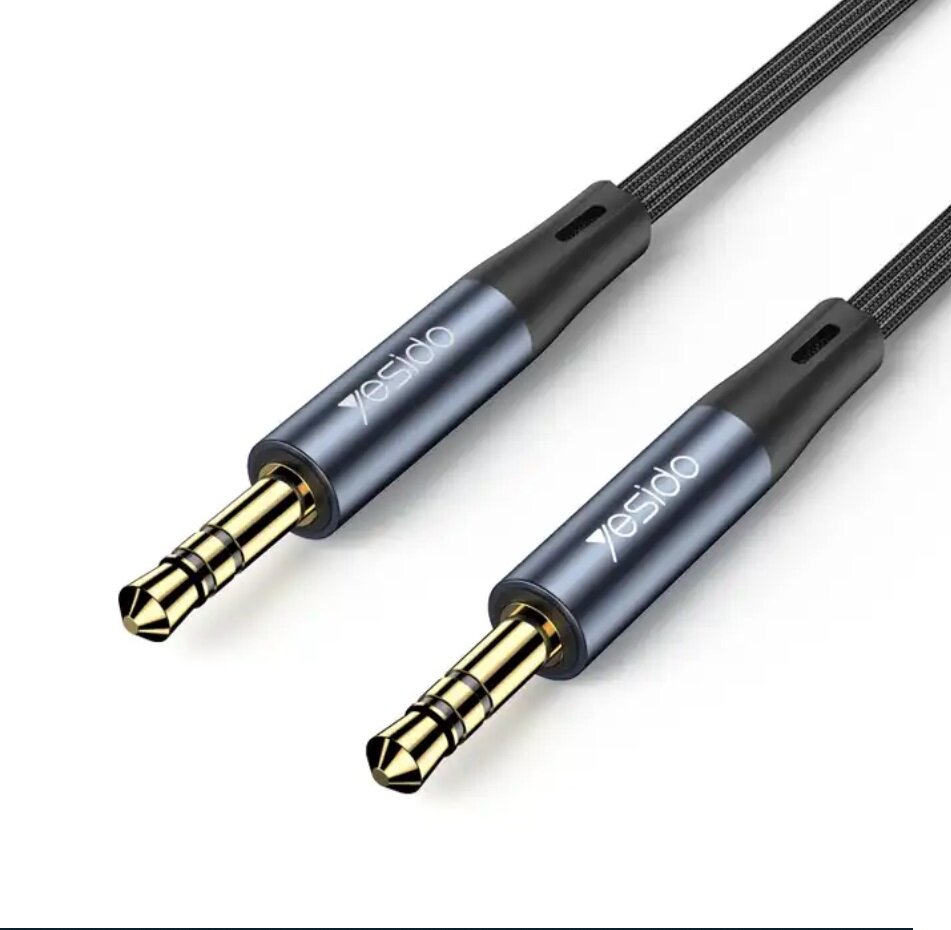 Аудио-кабель Yesido YAU39, AUX 3.5mm Male to Male, 1 м, Черный+Серый