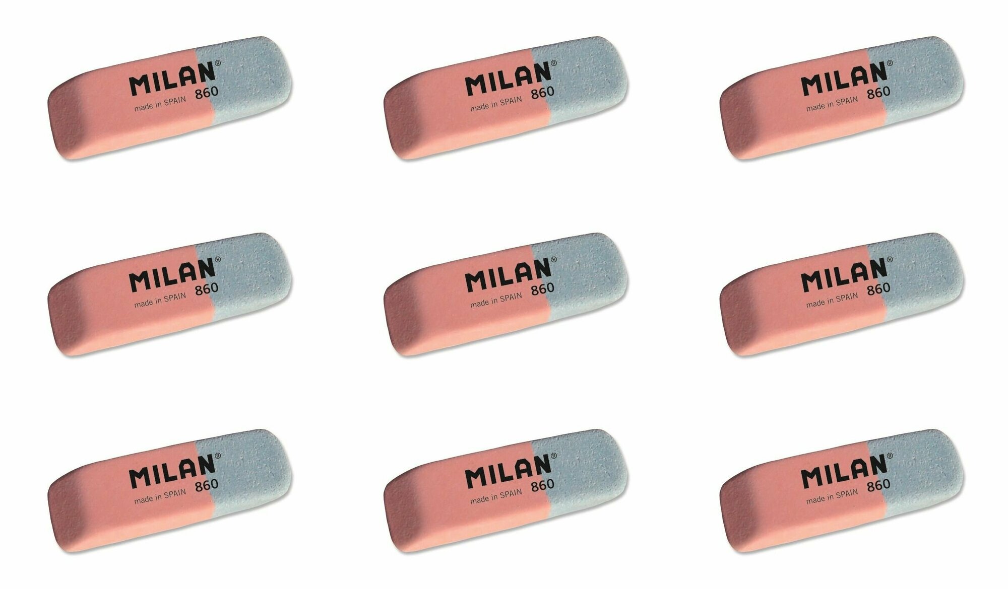 Milan Ластик Каучуковый для стирания чернил и графита, 9 шт