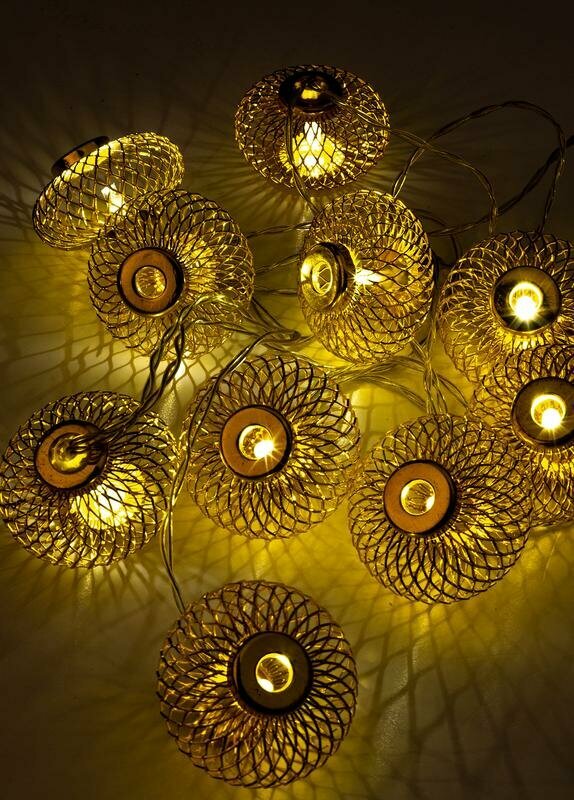 Гирлянда светодиодная Космос Фонарики, золото, 5х3 см, 10 LED, теплый белый, 1.8+0.3 м