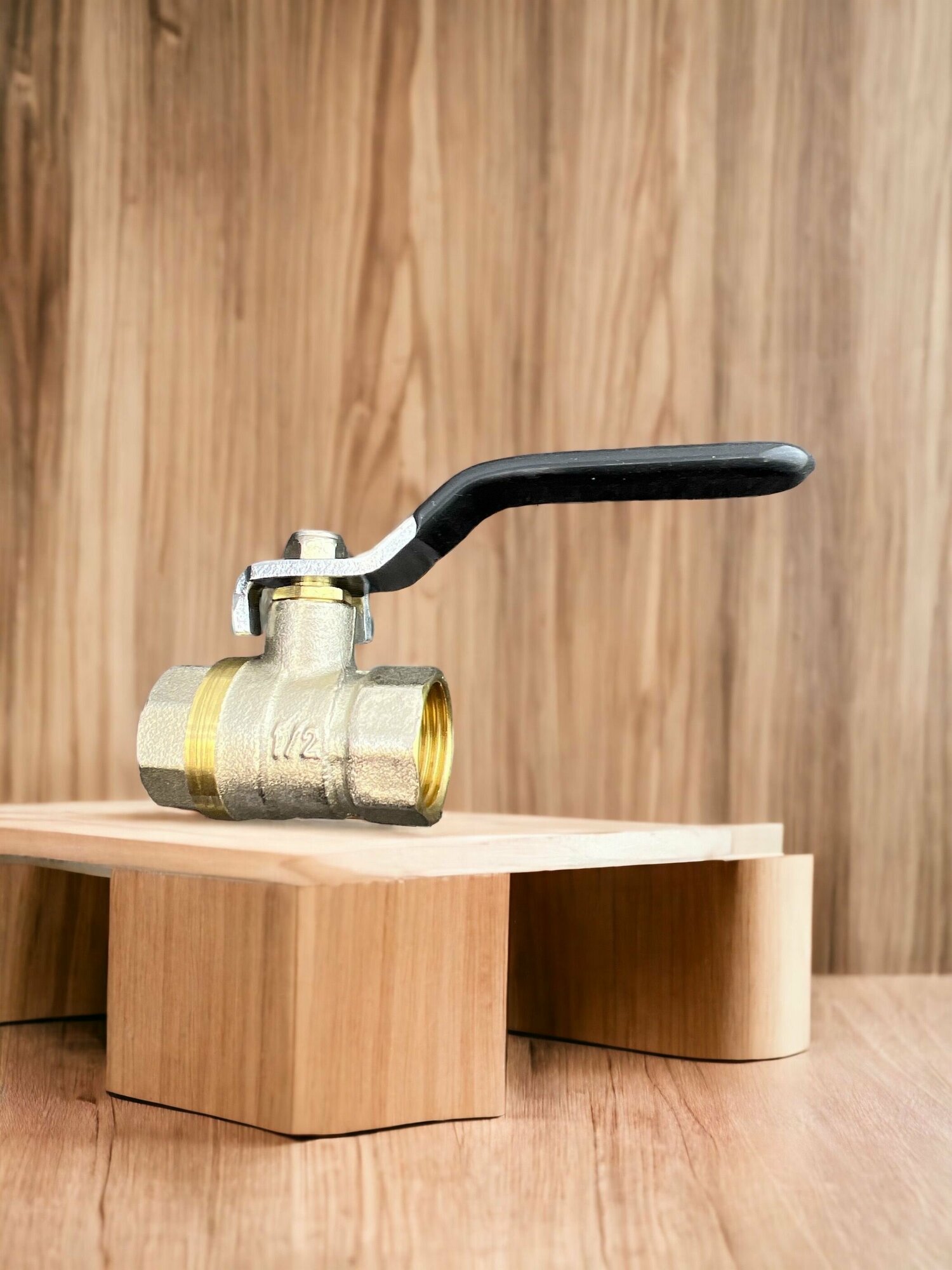 Кран шаровый для воды 1/2 дюйма латунный полнопроходной, ВН-ВН, ручка - рычаг