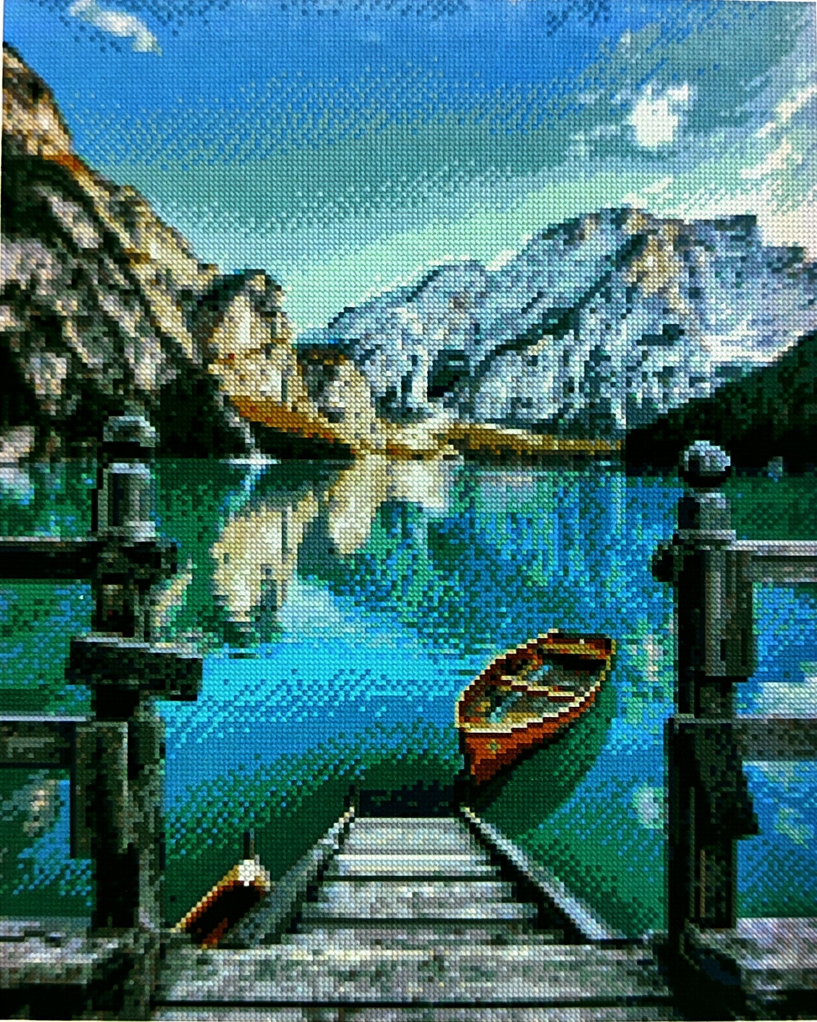 Алмазная мозаика горы, зима, морской пейзаж Италии 40x50 см Санторини, венеция, гондолы, лодка, река, канал