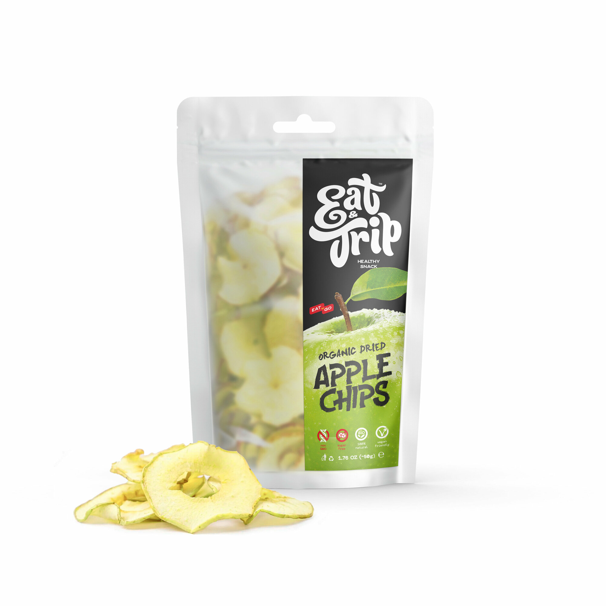 Яблочные чипсы (сушеные яблоки) Eat&Trip. 100% organic dried apple chips