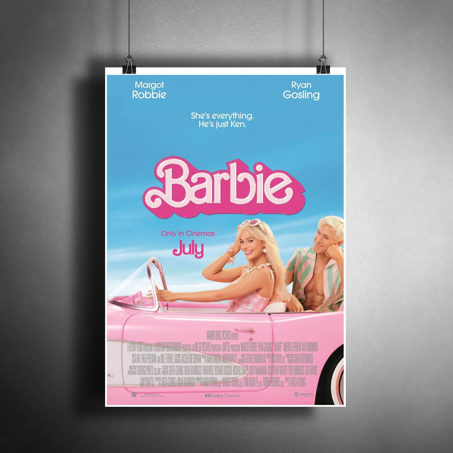 Постер плакат для интерьера "Фильм: Барби (Barbie) 2023. Марго Робби, Райан Гослинг" / Декор дома, офиса, комнаты, квартиры, детской A3 (297 x 420 мм)