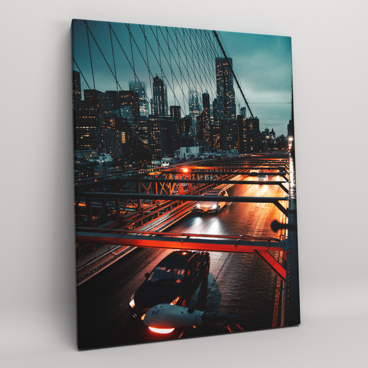 Картина на холсте (интерьерный постер) "Ночной город" с деревянным подрамником, размер 30х40 см