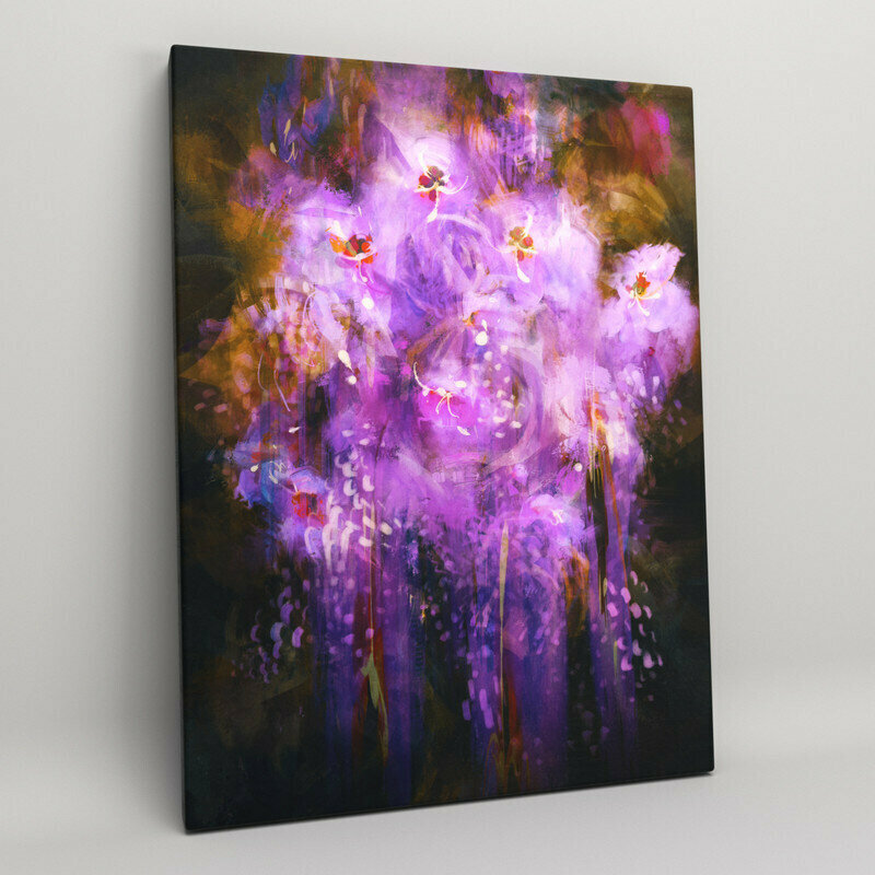 Картина на холсте (интерьерный постер) "абстракция фиалки", с деревянным подрамником, размер 45x60 см