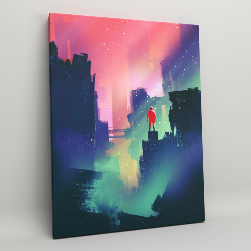 Картина на холсте (интерьерный постер) "Апокалипсис и человек в красном", с деревянным подрамником, размер 30x40 см