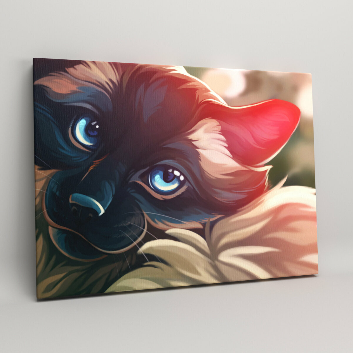 Картина на холсте (интерьерный постер) "Сиамский кот" фурри арт, с деревянным подрамником, размер 60x45 см