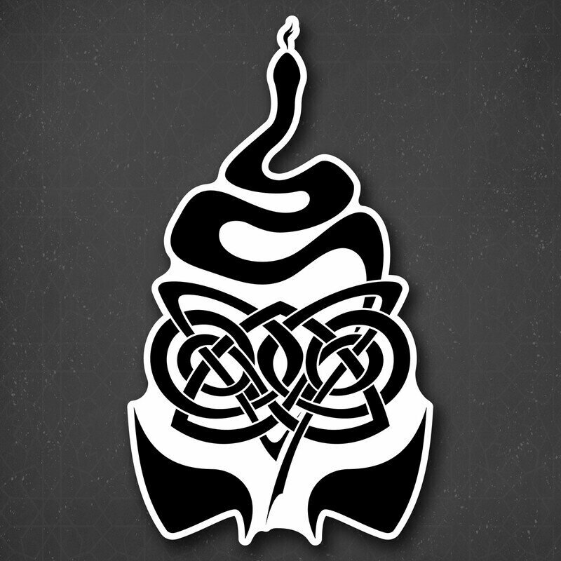 Наклейка на авто "Орнамент ЧБ - абстракция змея" 13x24 см