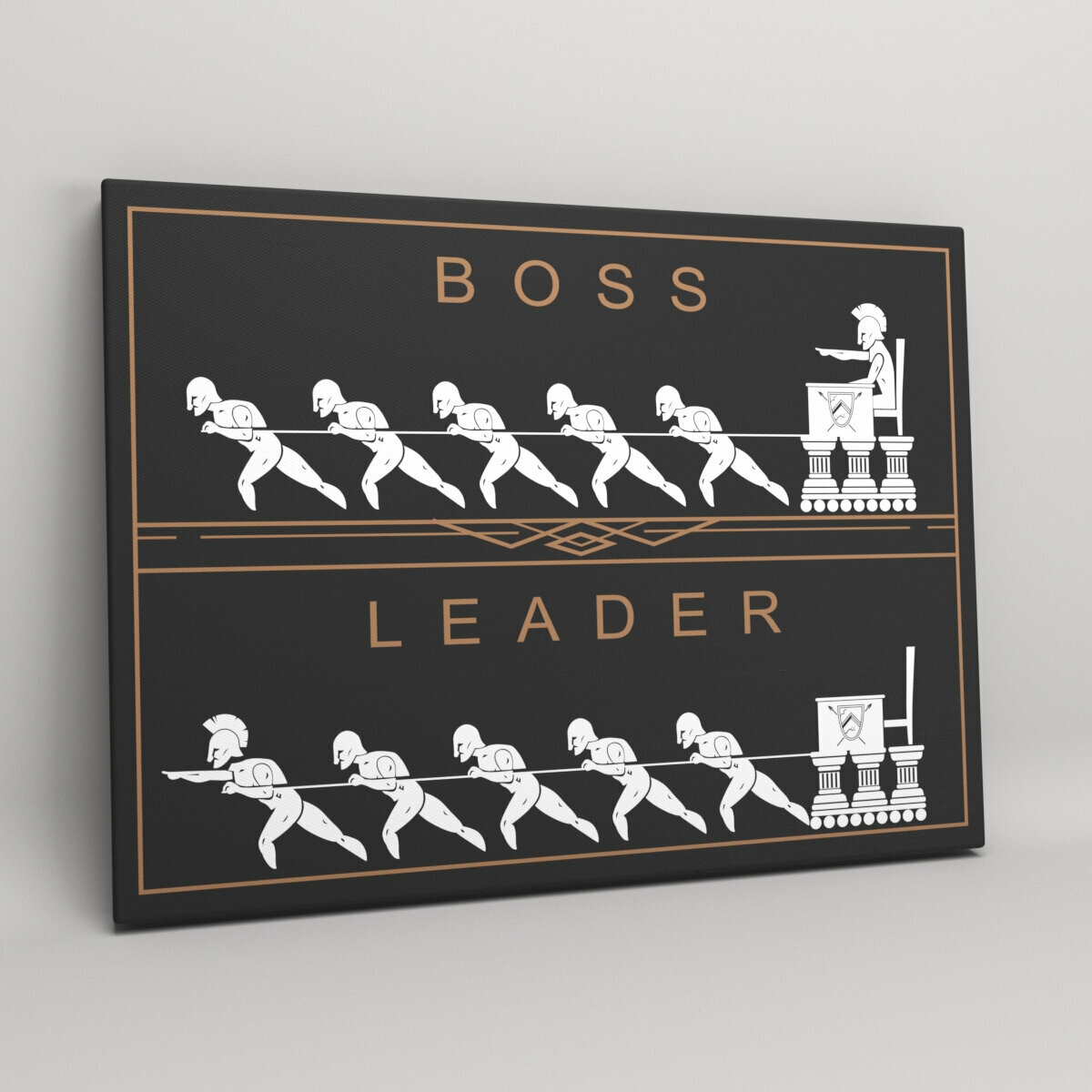 Картина на холсте (интерьерный постер) "Босс vs Лидер", с деревянным подрамником, размер 60x45см