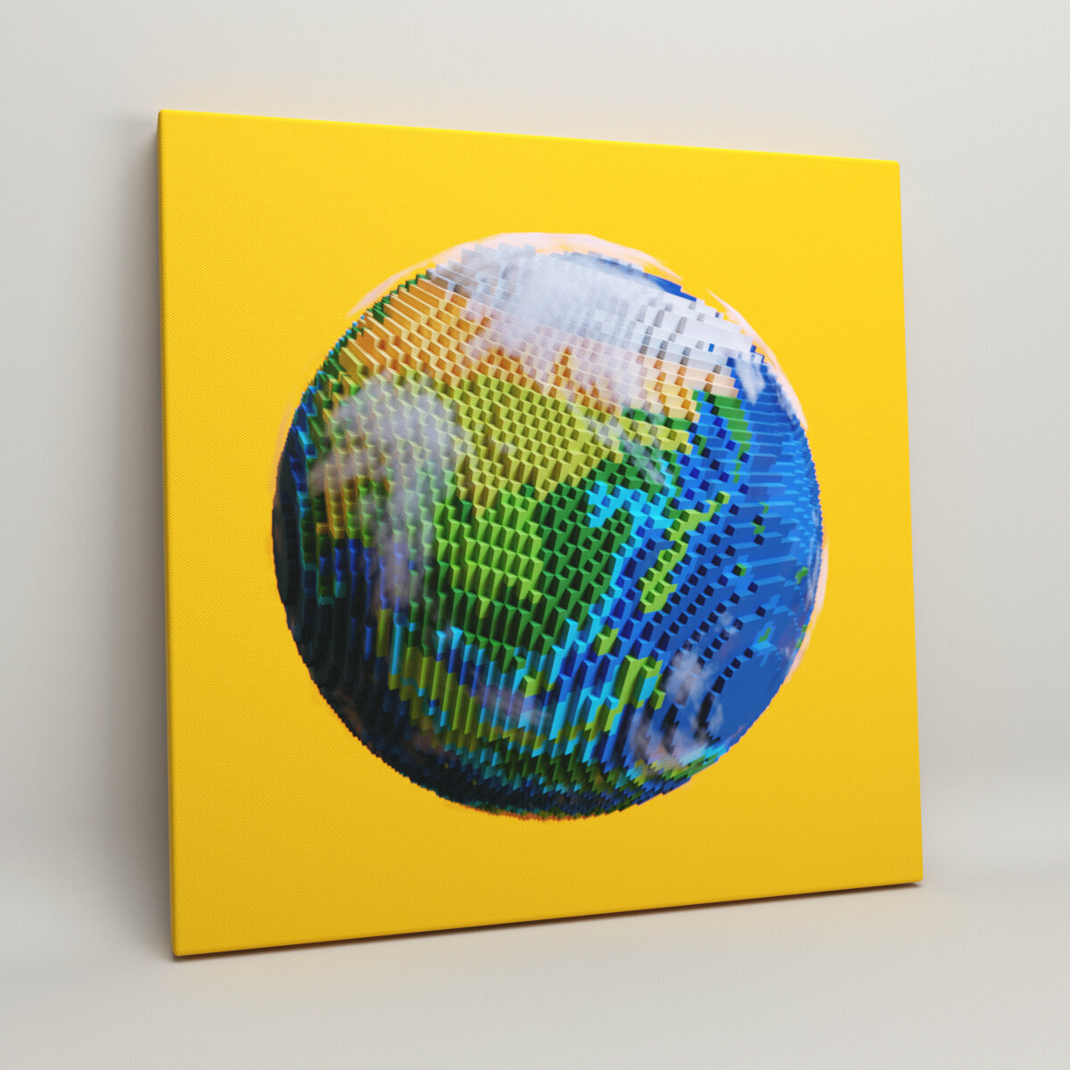 Картина на холсте (интерьерный постер) "Лего - Планета Земля" арт, с деревянным подрамником, размер 45x45 см