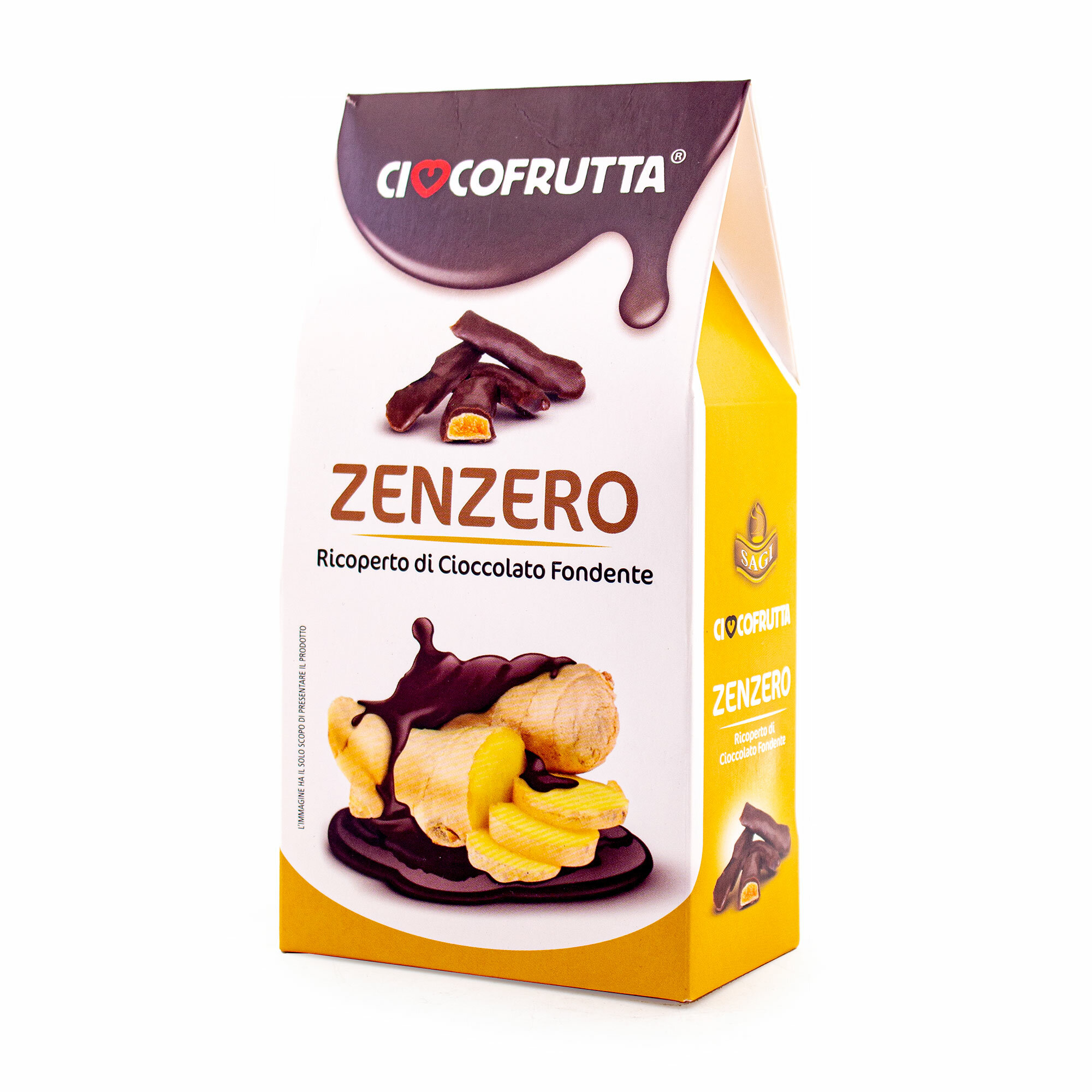 Имбирь сушеный покрытый темным шоколадом (30%), CIOCCOFRUTTA, 0,100 кг (карт/кор)