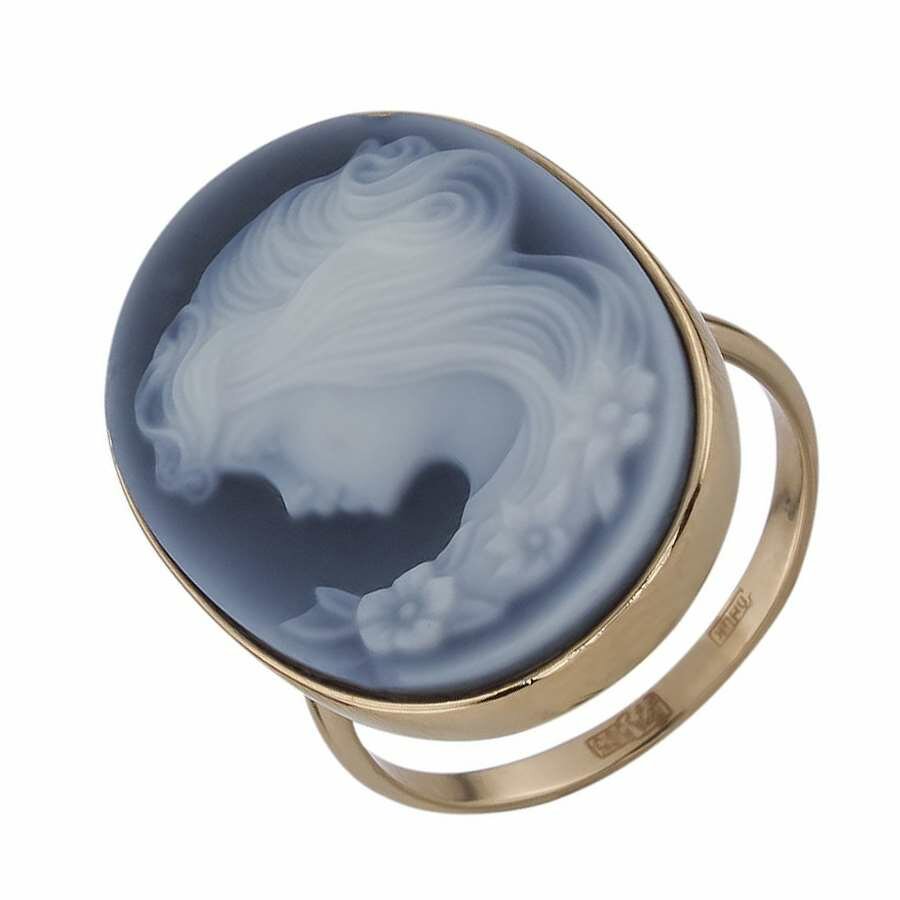 Кольцо, красное золото, 585 проба, агат