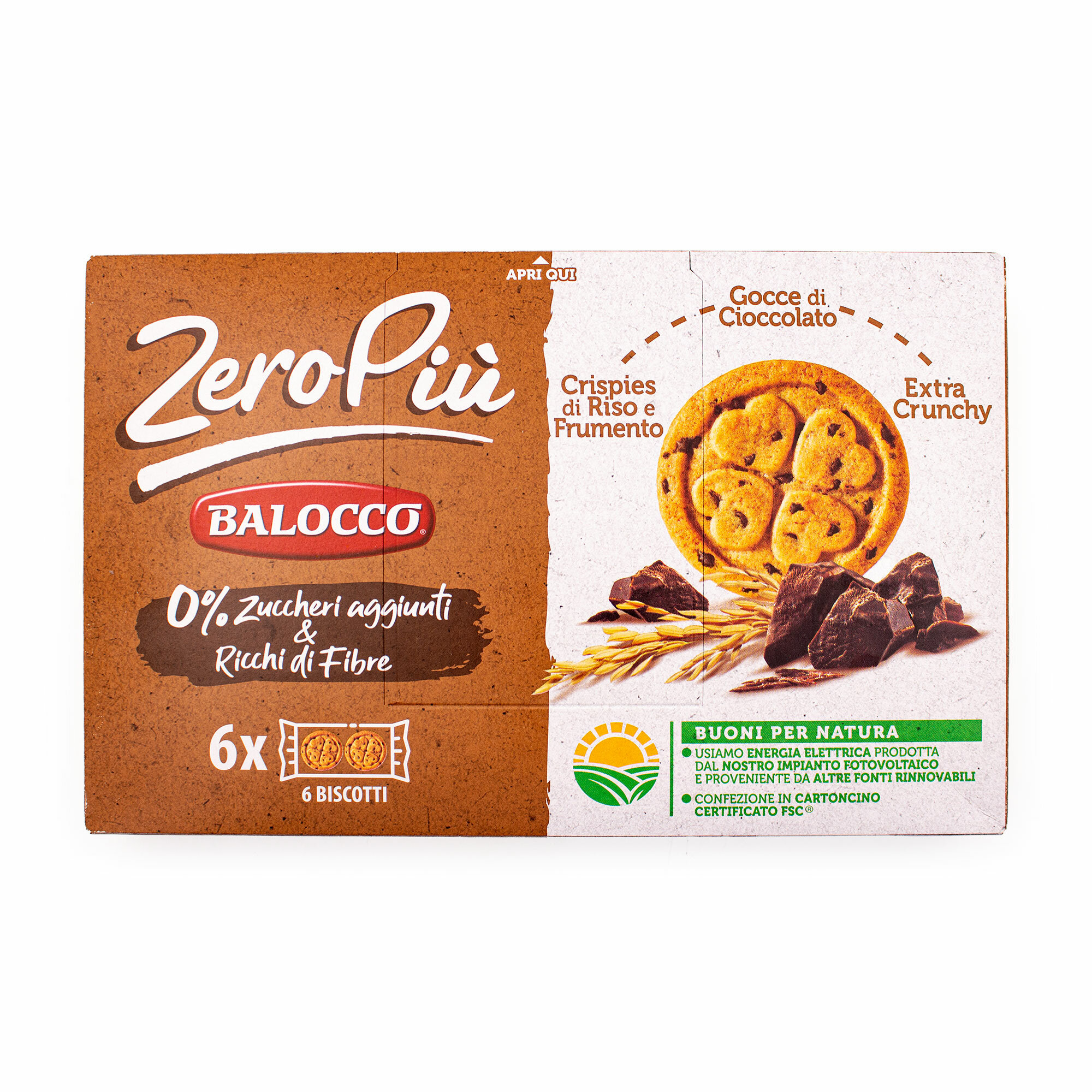 Печенье песочное без сахара (0%), с шоколадными каплями, круглое, BALOCCO, 0,210 кг (карт/кор)