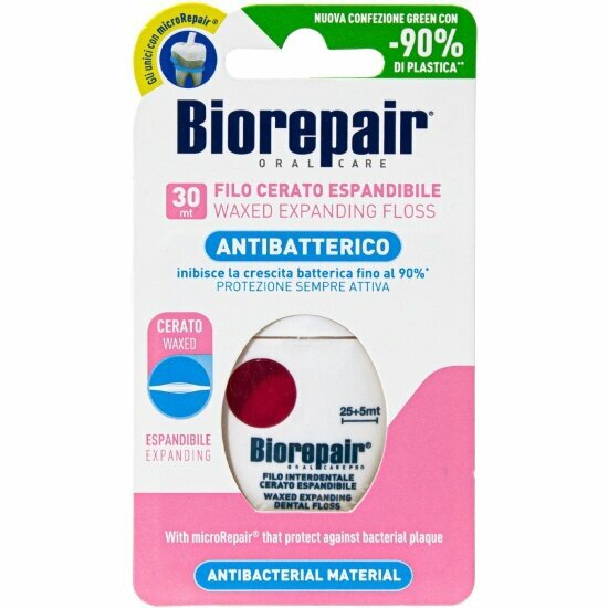 Зубная нить Biorepair Filo Cerato Espandibile Вощеная расширяющаяся, 30 м