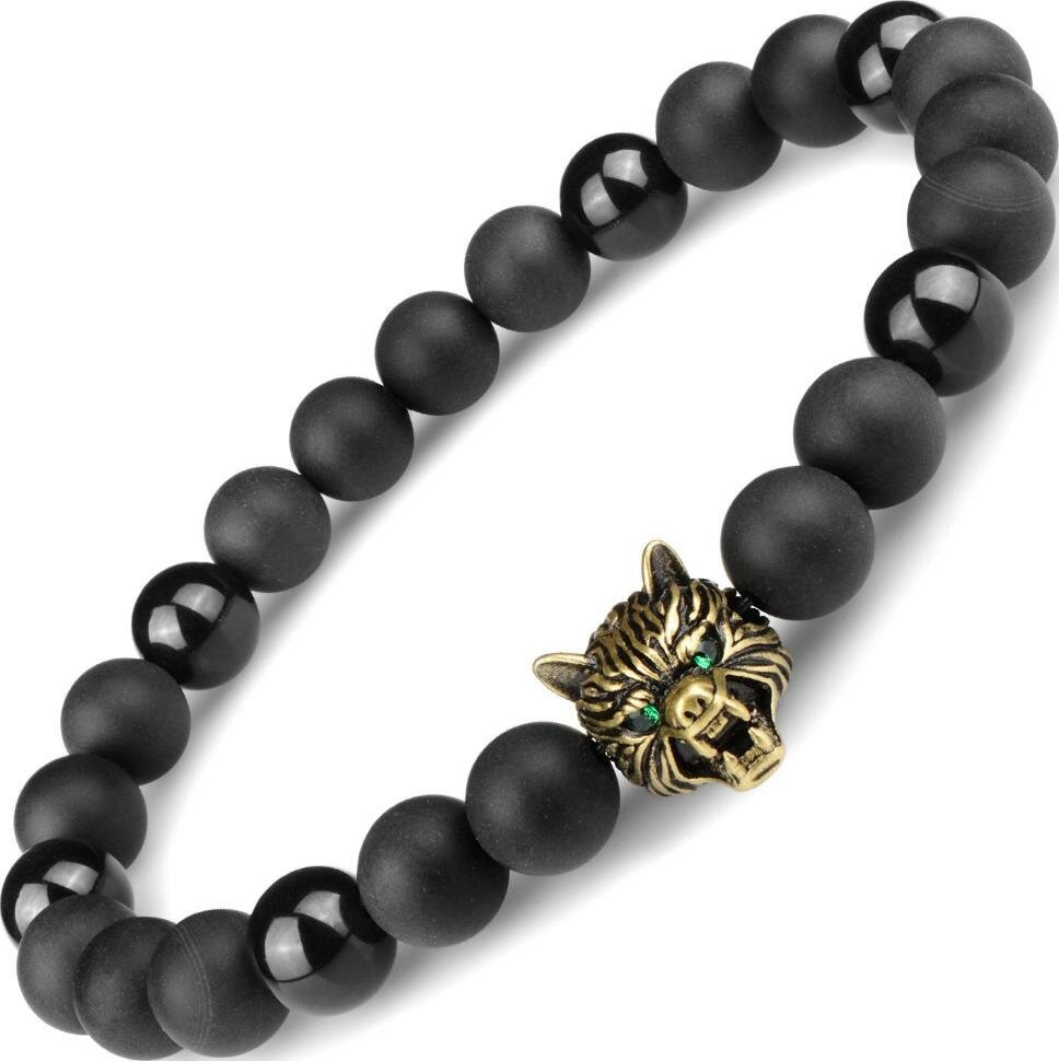 Эластичный браслет, агат, обсидиан