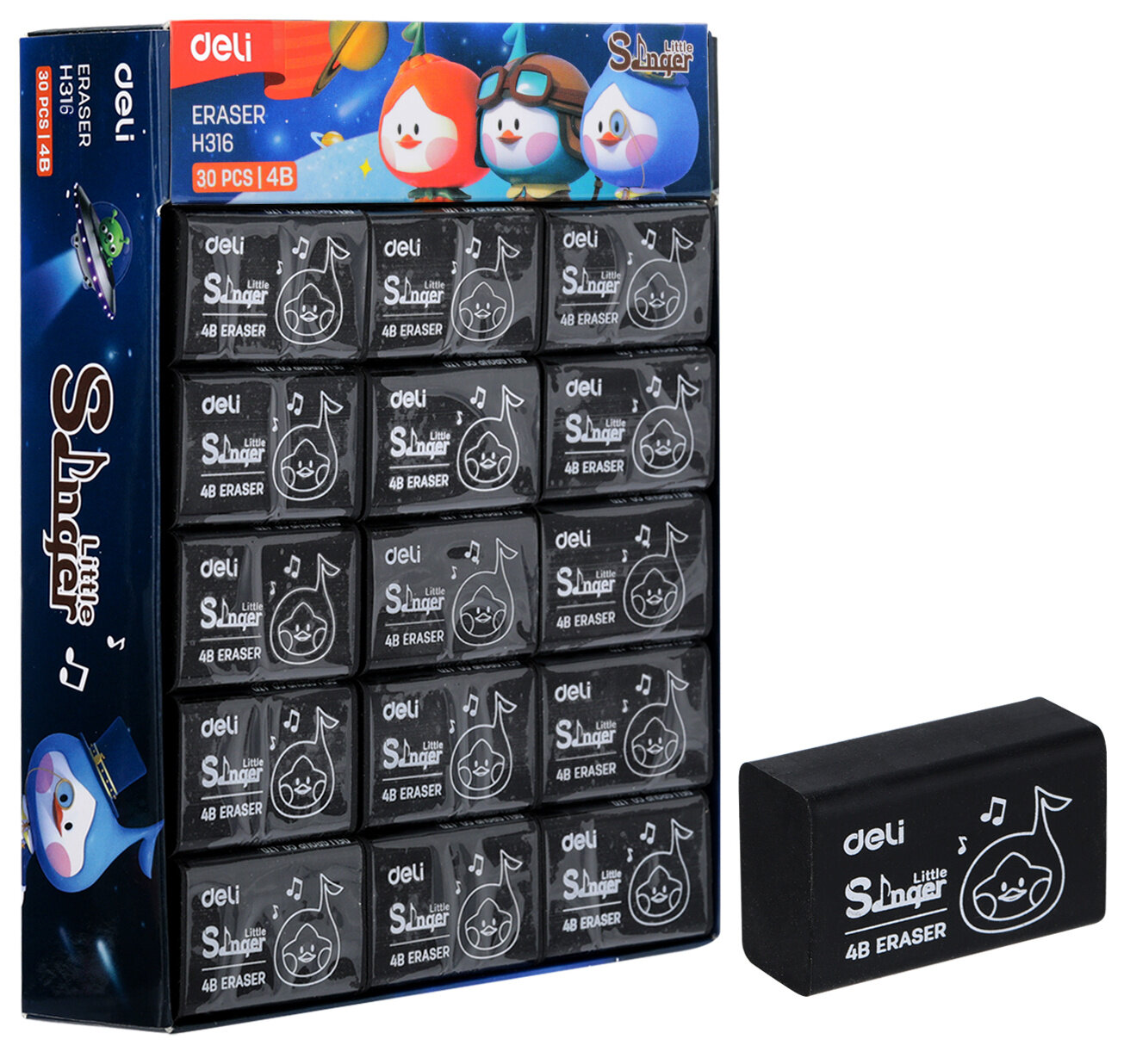 Ластик Deli Little Singer EH316 22x12.5мм черный