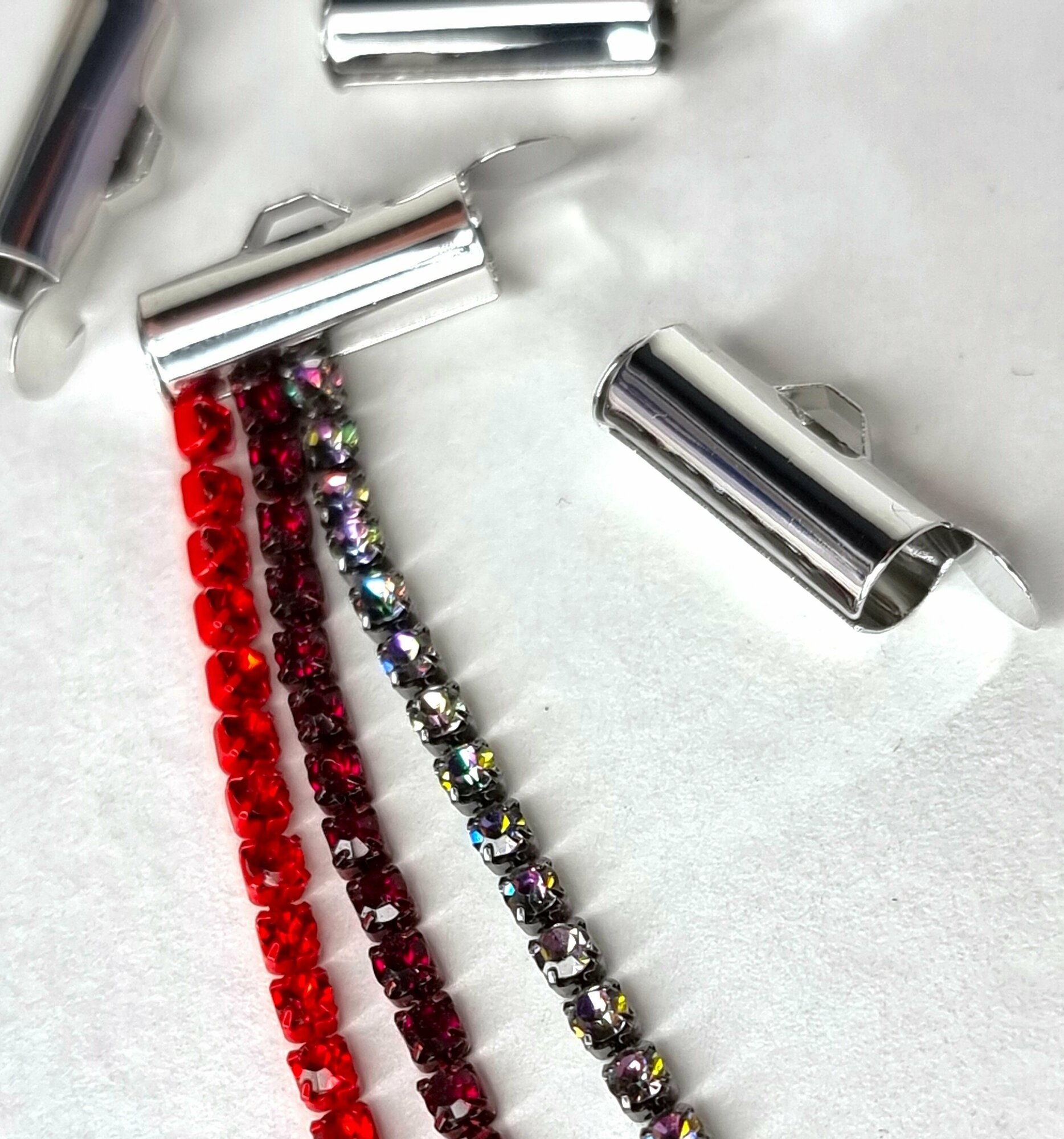 Концевики-Слайдеры d 5мм. 13мм. 4шт. Цвет Родий.