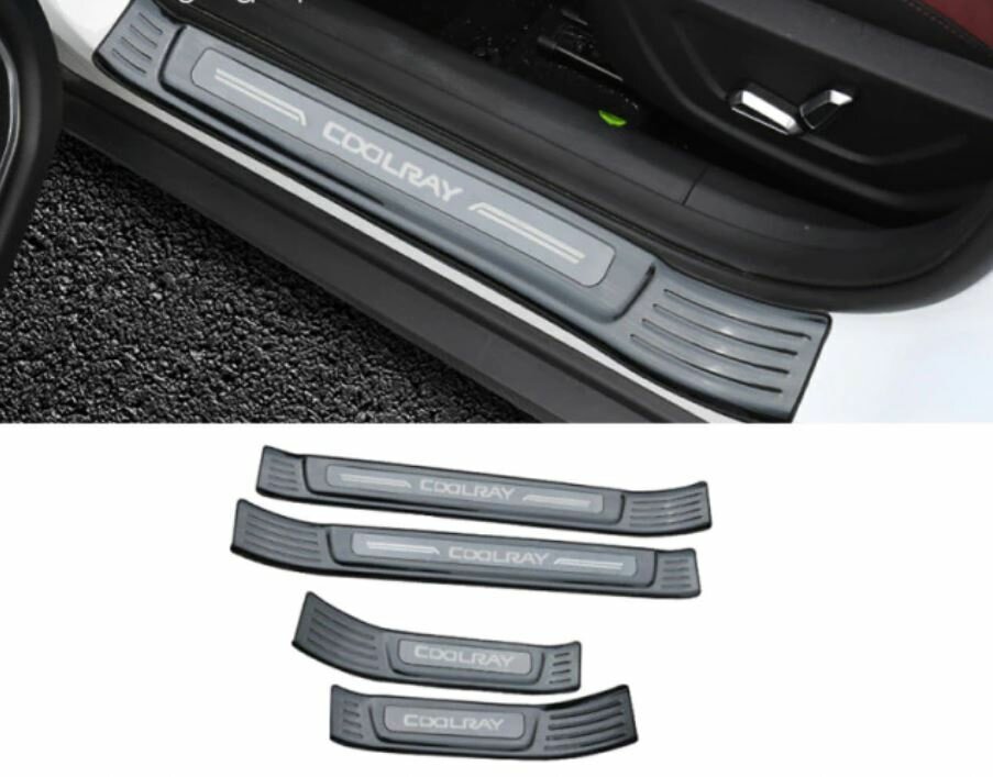Накладки на внешнюю часть порога Geely Coolray / Джили Кулрей 2019-2024 г. в дорестайлинг