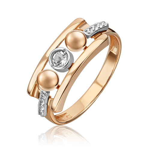 Кольцо, комбинированное золото, 585 проба, топаз