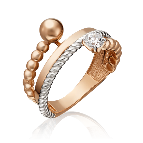 Кольцо PLATINA, красное золото, 585 проба, фианит