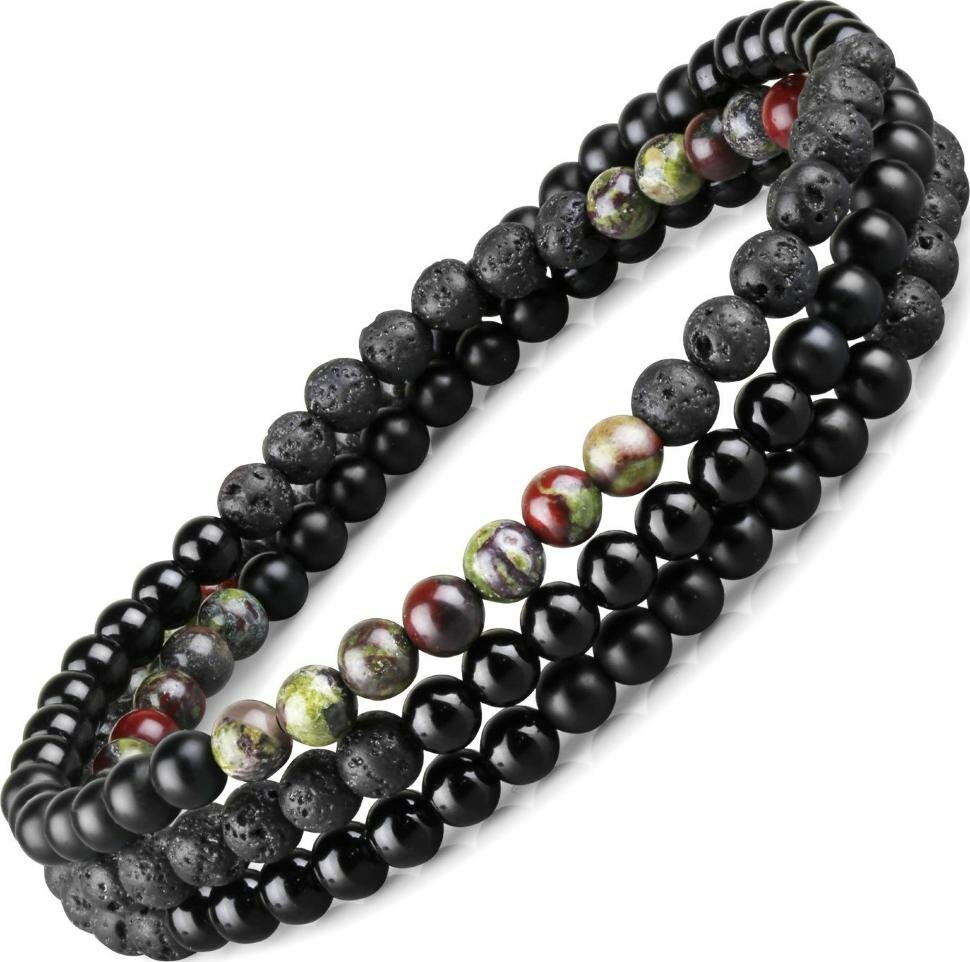 Эластичный браслет, агат, вулканическая лава, оникс, яшма