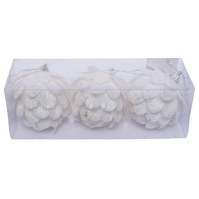 Набор шаров MAXIJOY Лепестки 80мм 3шт белый пенопласт с пайетками