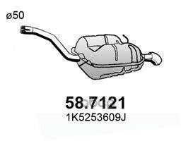 Глушитель основной VW Jetta 06-11/ Golf V, VI 03-13 ASSO арт. 58.7121