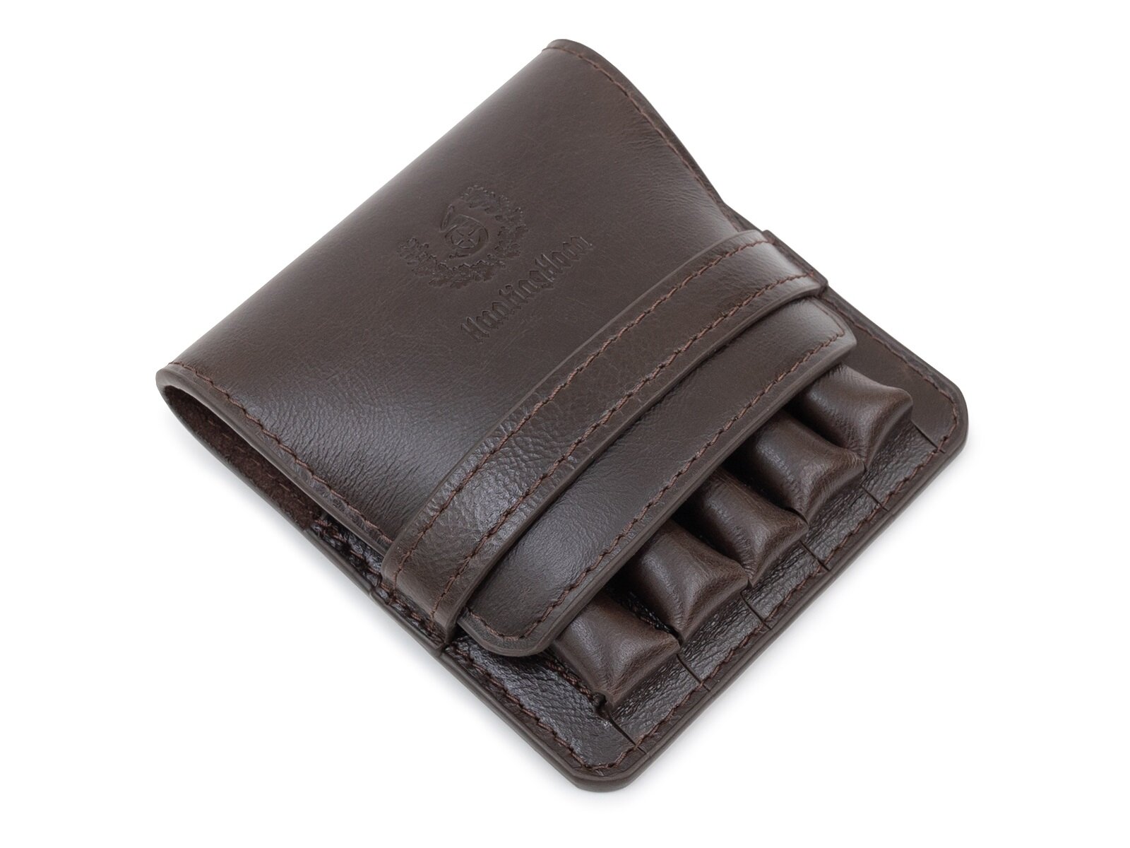 Поясной подсумок HuntingHorn поясной на 5 нарезных патронов, кожа / замша / тёмно-коричневый (HH063108)