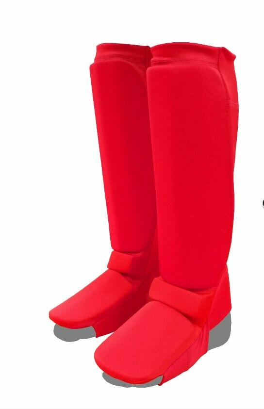 Щ74Э, Щитки на голень и подъем трехсекционные, трикотаж, красный, р. M