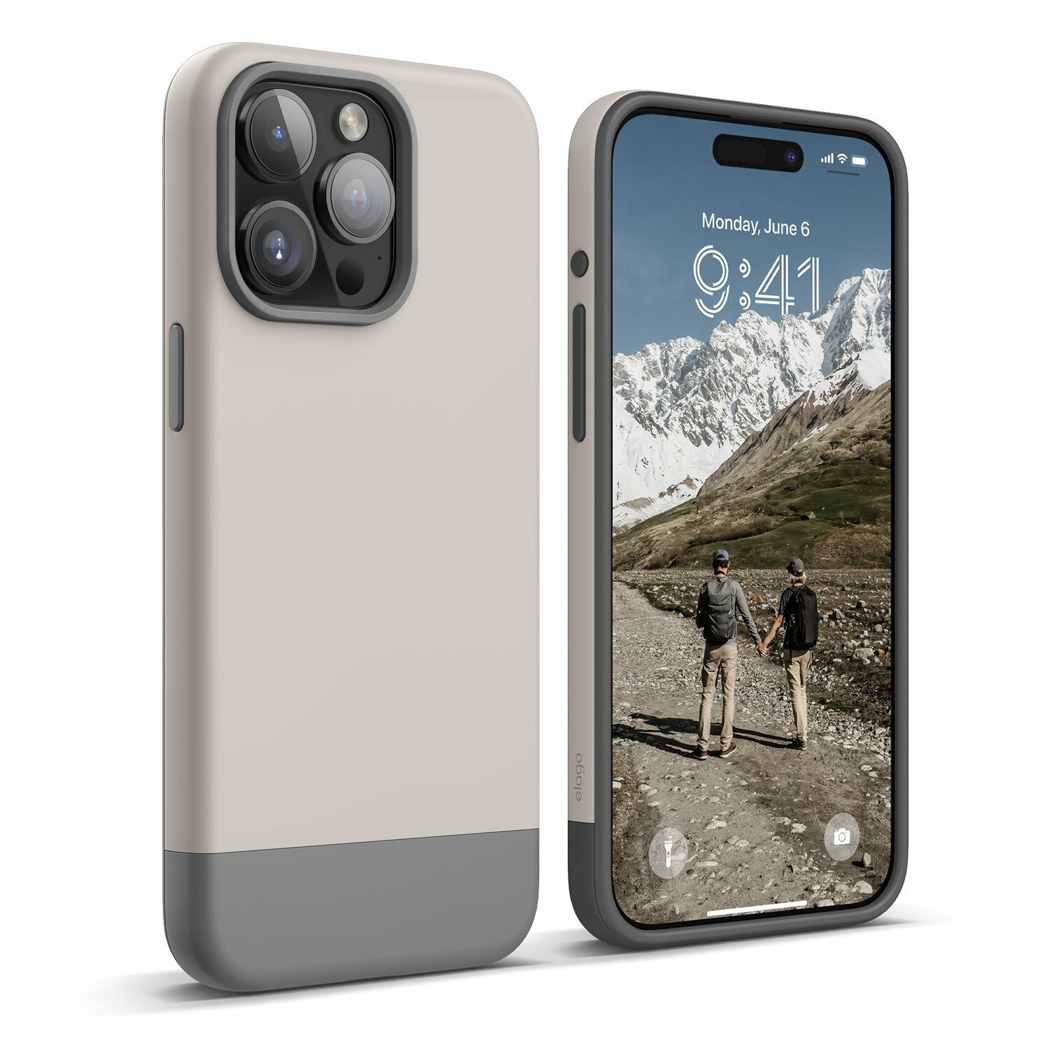 Elago для iPhone 15 Pro Max чехол GLIDE (tpu+pc) Stone/Medium Grey (MagSafe)