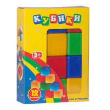 Набор кубиков: 12 штук размеров 8 х 8 см / 4 цвета / пластик