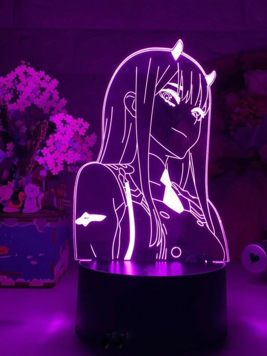 Ночник Аниме Милый во Франксе - Anime Darling in the Franxx. Подарок фанату аниме и манги — декор в комнату с любимыми персонажами, в стиле отаку и японской анимации.