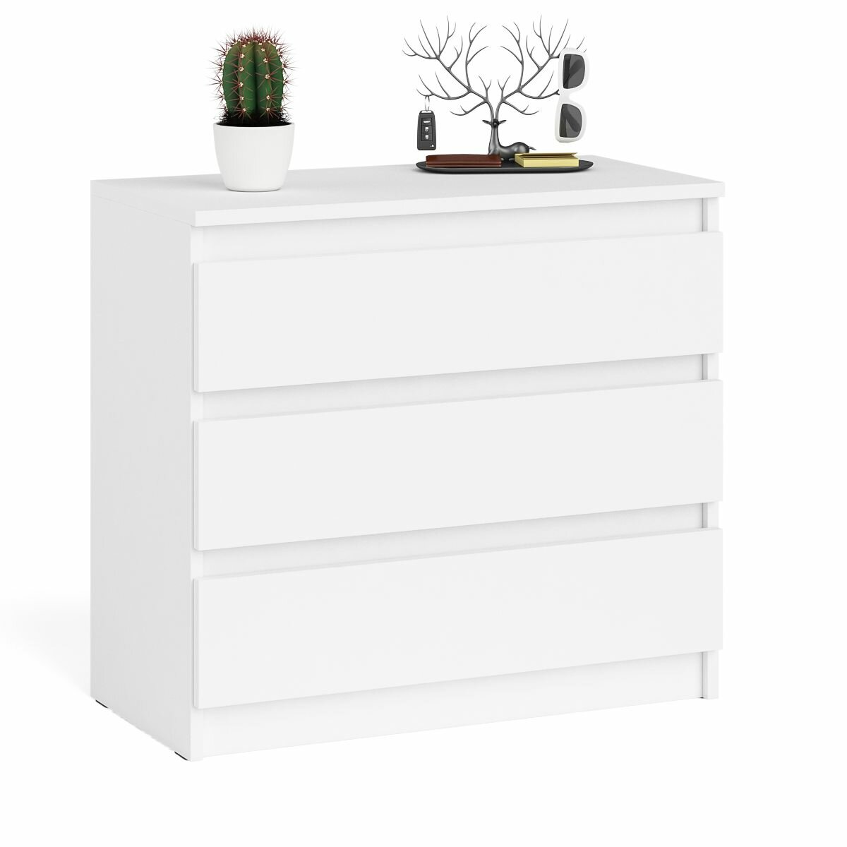 Комод три ящика Мори МК800.1 цвет белый, ШхГхВ 80,4х41х73 см.