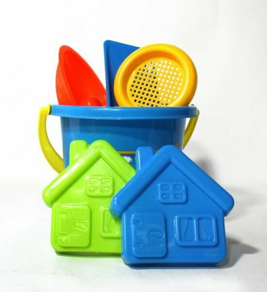 Песочный набор "ASMAR" 6 предметов (ведро 10 см, 2 лопатки, сито, 2 формочки)