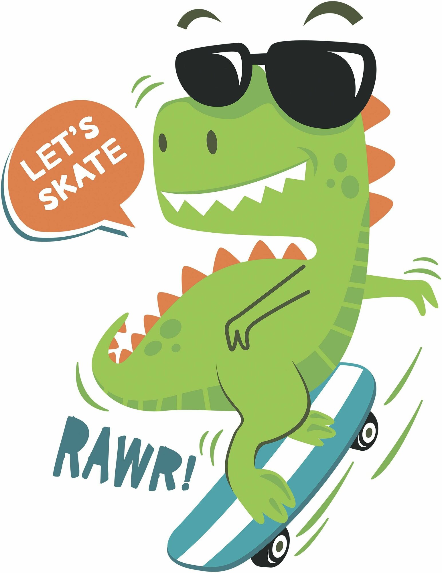 Термонаклейка для одежды "Дино на скейте", термотрансфер, 14,5х18,5 см