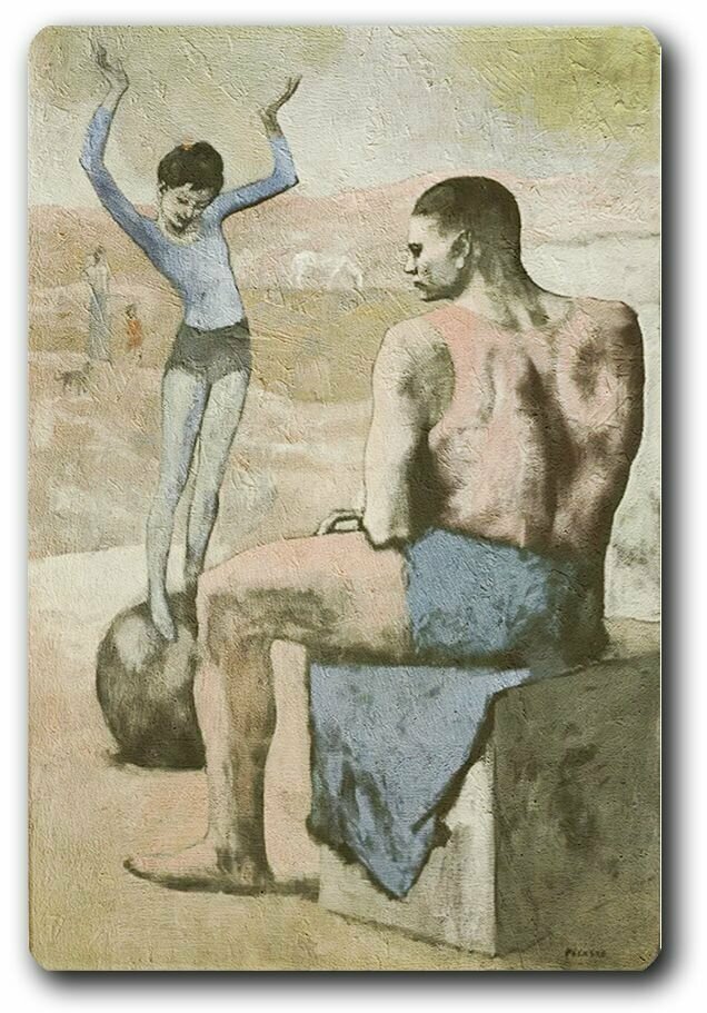 Картина/Репродукция/Пабло Пикассо "Девочка на шаре"/Интерьерная фреска на доске/30х20 см