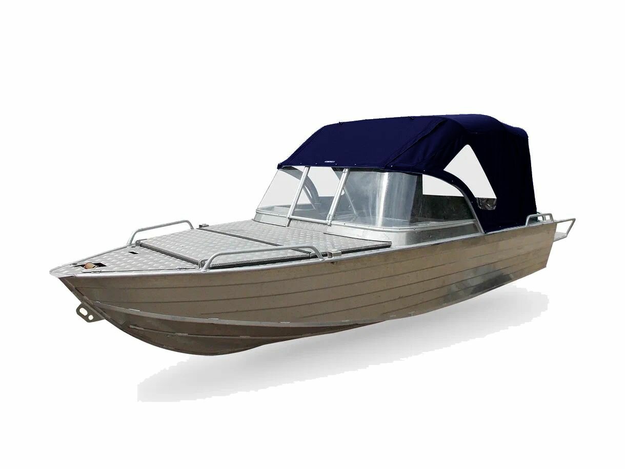 Wyatboat-460 DCM / Вятбот-460 ДЦМ. До рестайлинга. Тент с дугами с креплениями на штатное стекло