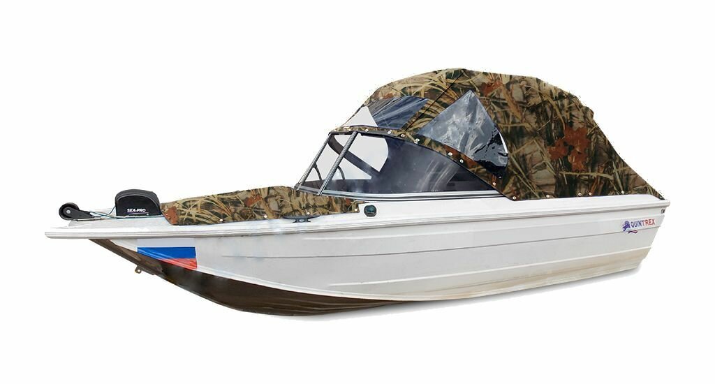 Quintrex Explorer 440. Тент носовой, тент ходовой c дугами с креплением