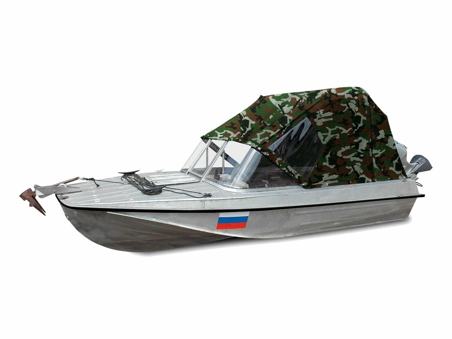 Казанка 5М. Стекло с калиткой, тент, дуги, крепление. Комплект