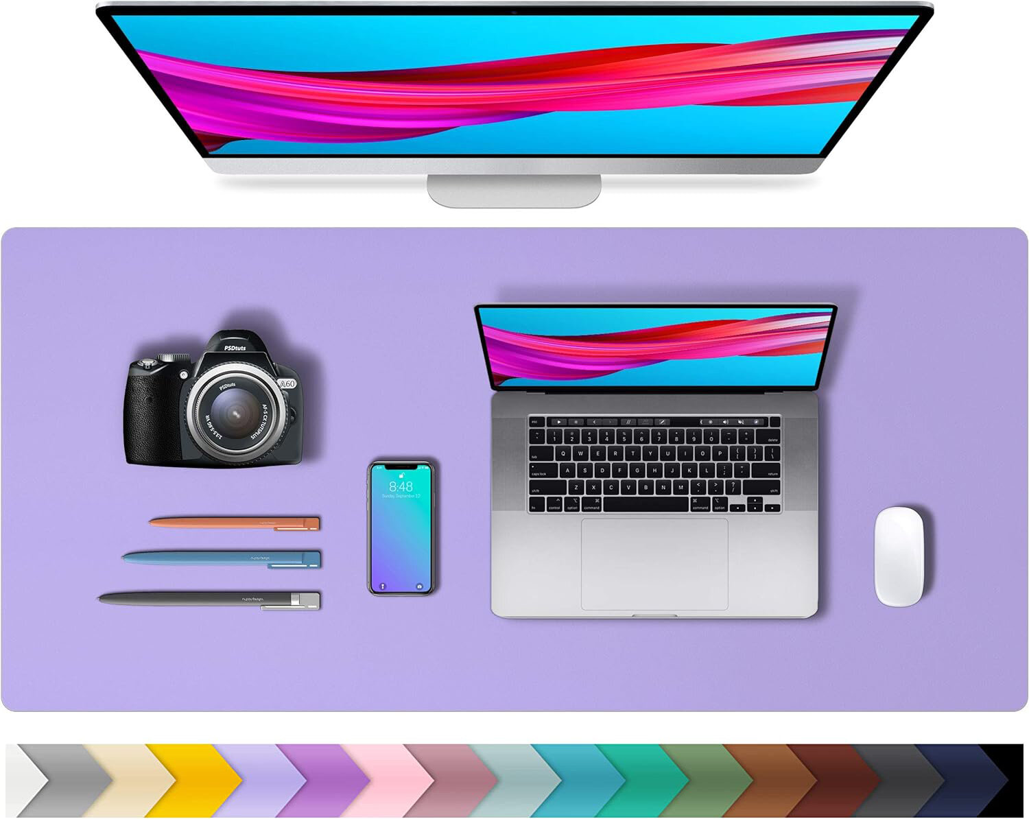 Коврик для мыши 45 см х 90 см и клавиатуры на рабочий стол. Настольный, большой, коврик для офиса и дома, фиолетовый