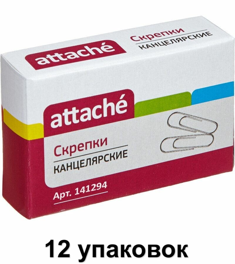 Attache Скрепки Никелированные , 22 мм100 шт, 12 уп