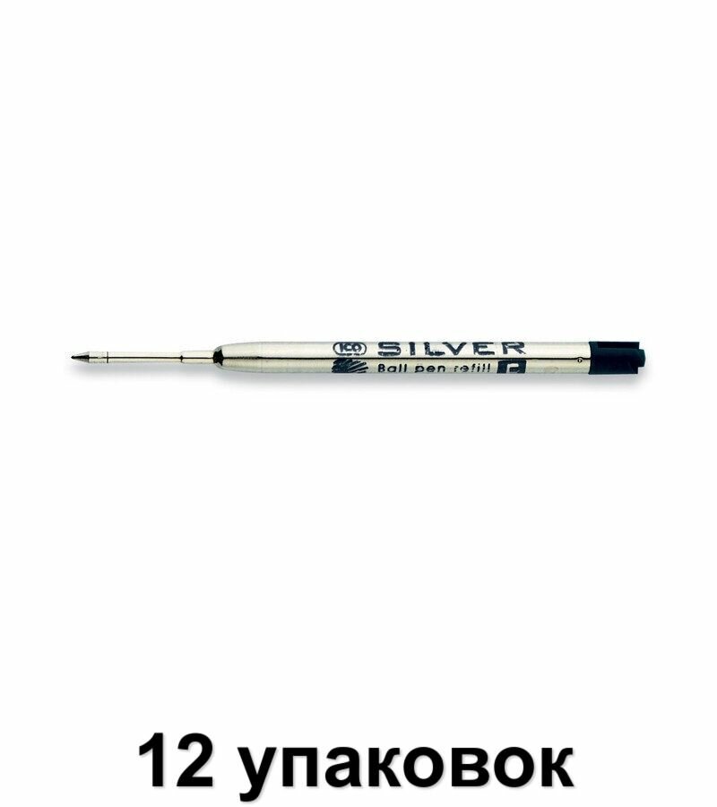 Ico Стержень шариковый Silver, черный, 98 мм, 12 шт