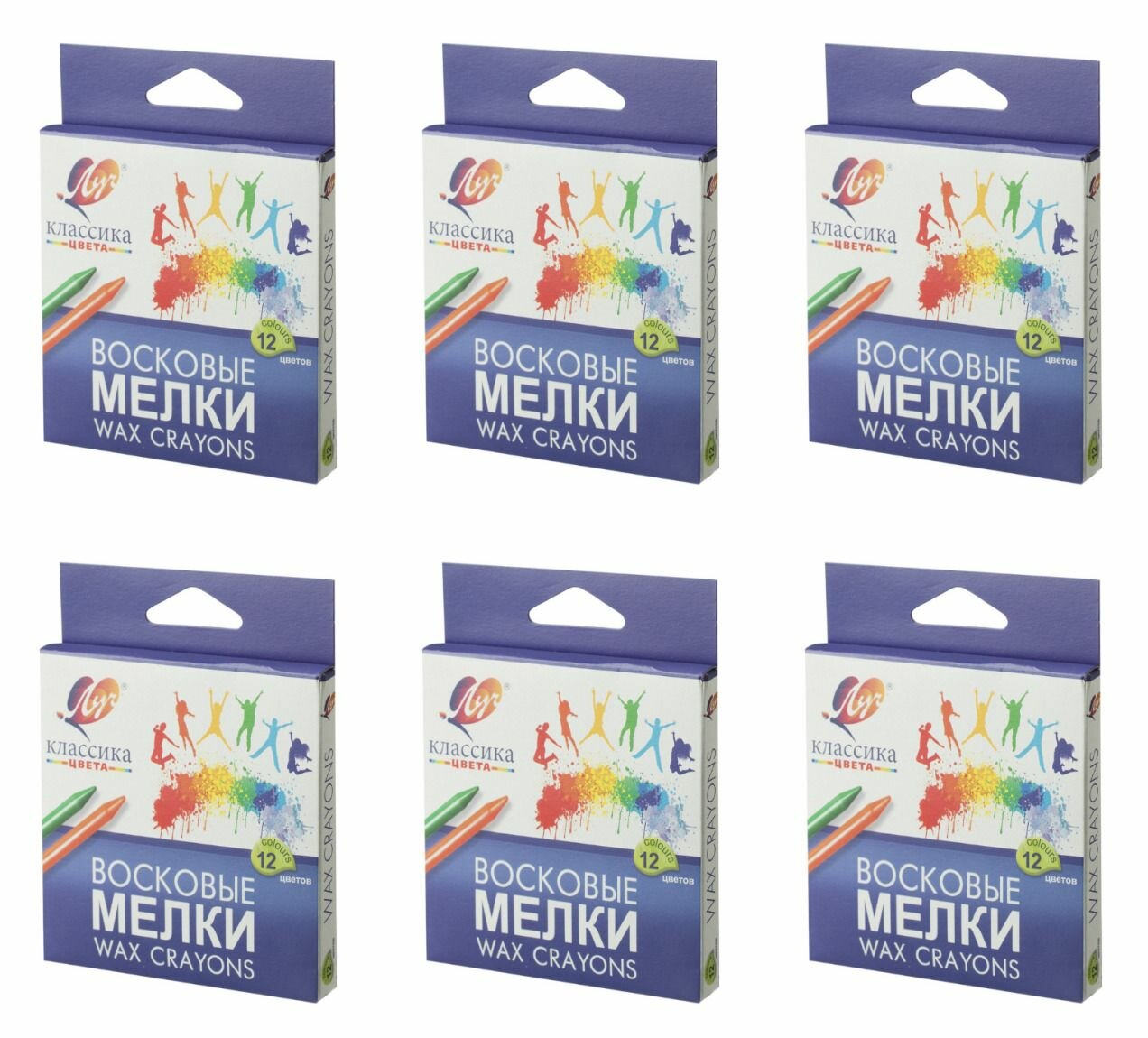 Луч Мелки восковые Классика 12 цветов, 6 уп