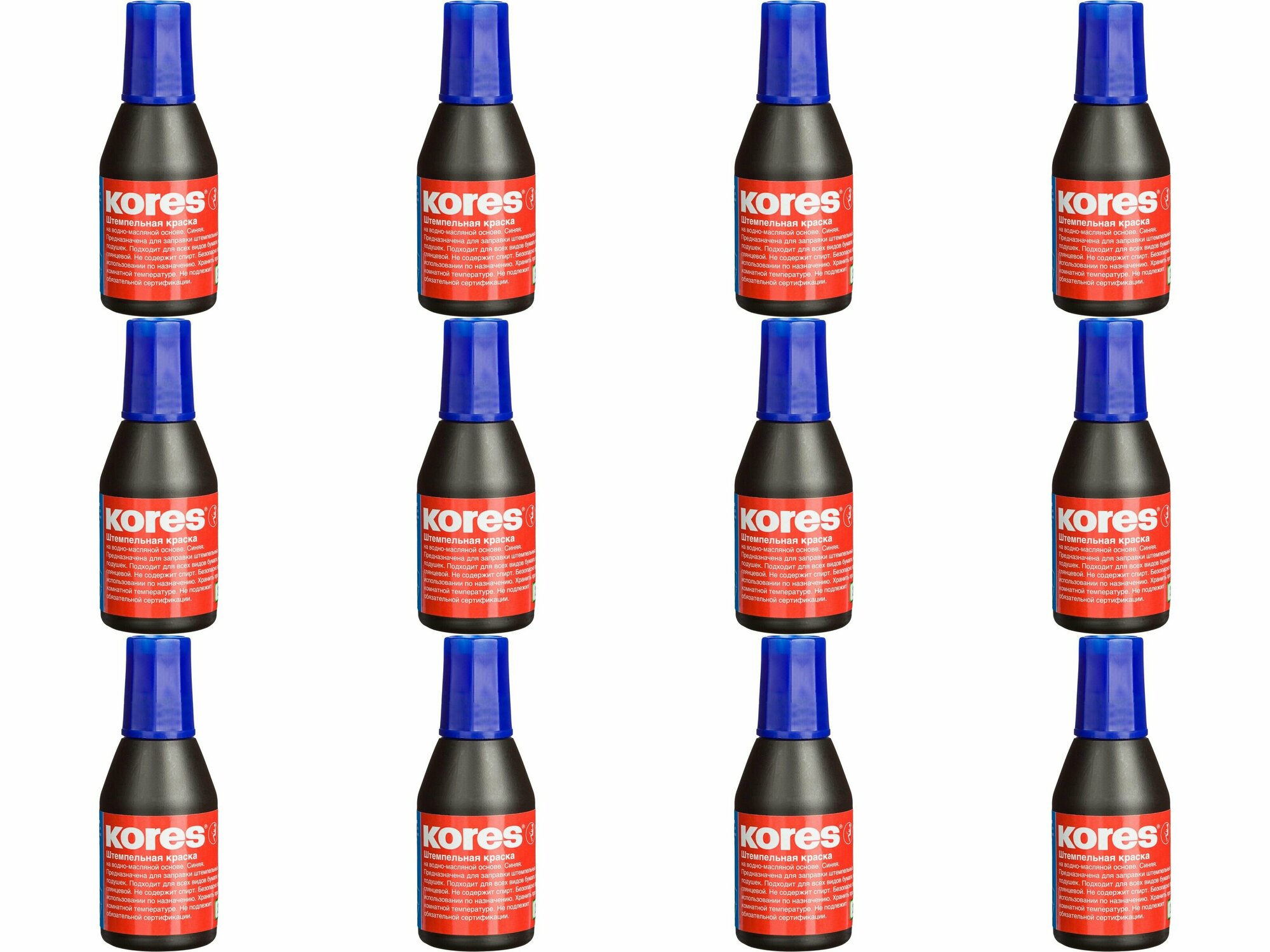 Kores Краска штемпельная синяя 71304, 12 шт.