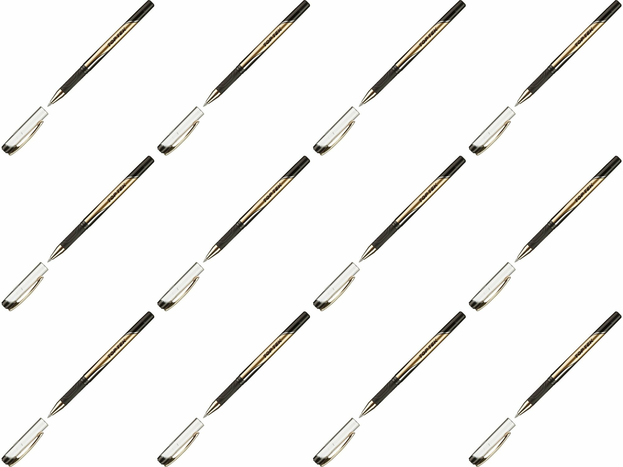 Unimax Ручка гелевая неавтоматическая Top Tek Gel stick Gold DC 0,3 мм, черная, 12 шт